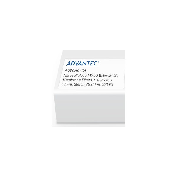Advantec Mfs MCE Membrane Filters, 0.8um, 47mm, Sterile, Gridded, PK100 A080H047A | Zoro